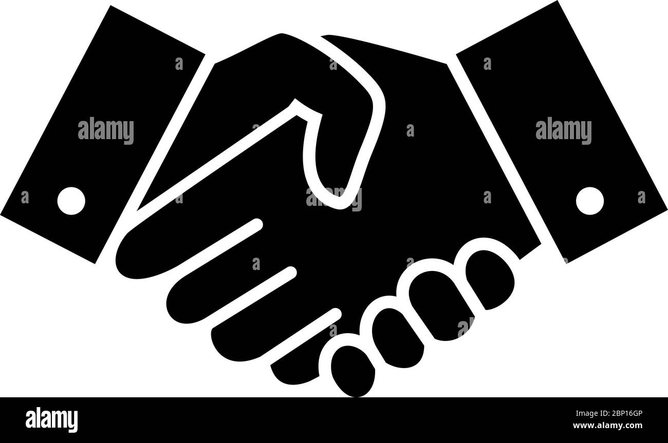 Professional welcome and respect handshake icon. Loyalty or partnership ...