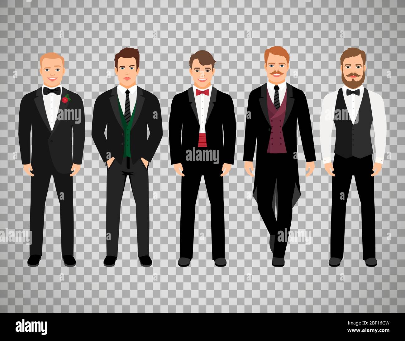Fashion cartoon elegant business characters isolated on transparent ...