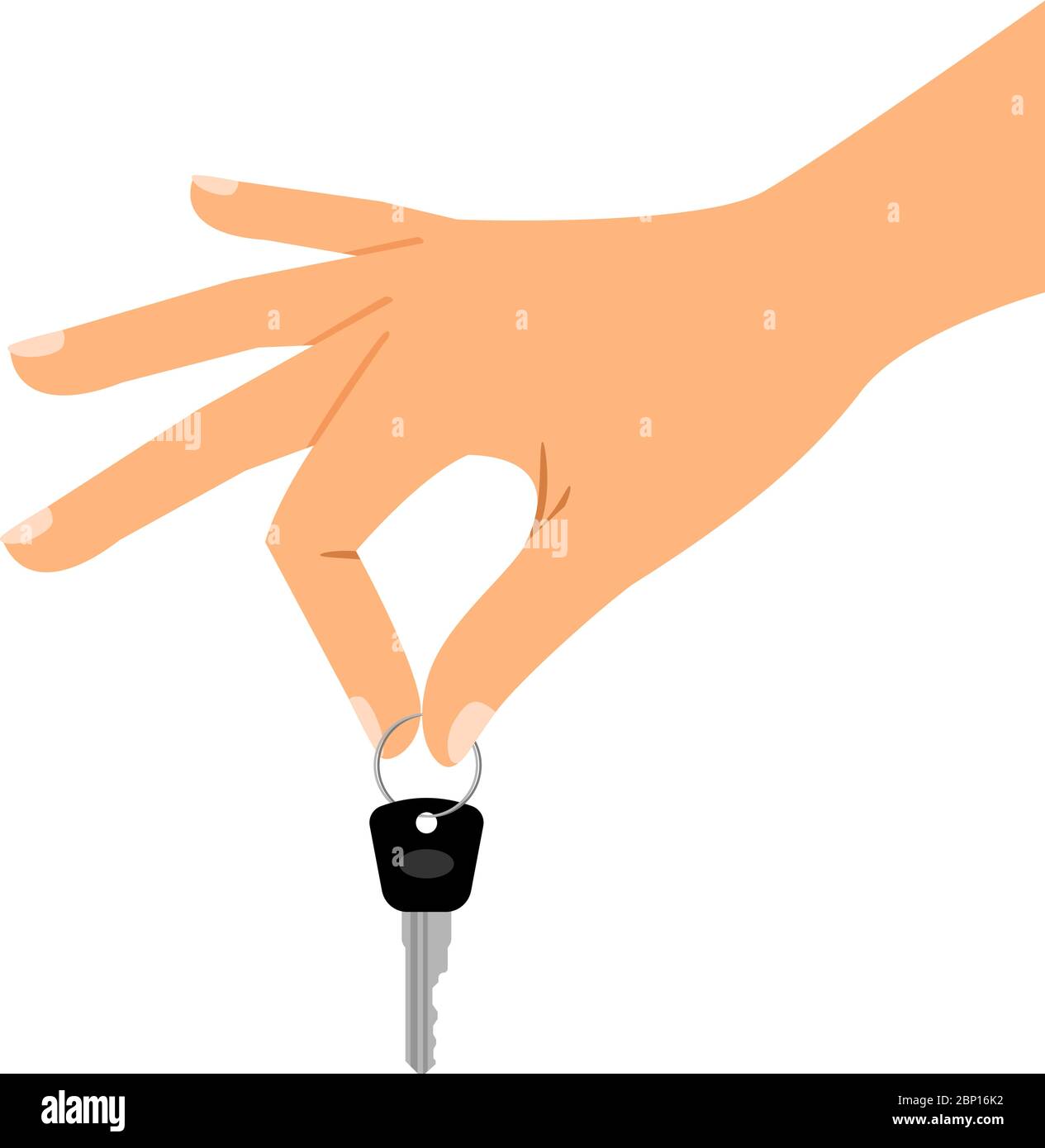 Hand holding key isolated on white background. Passing key vector ...