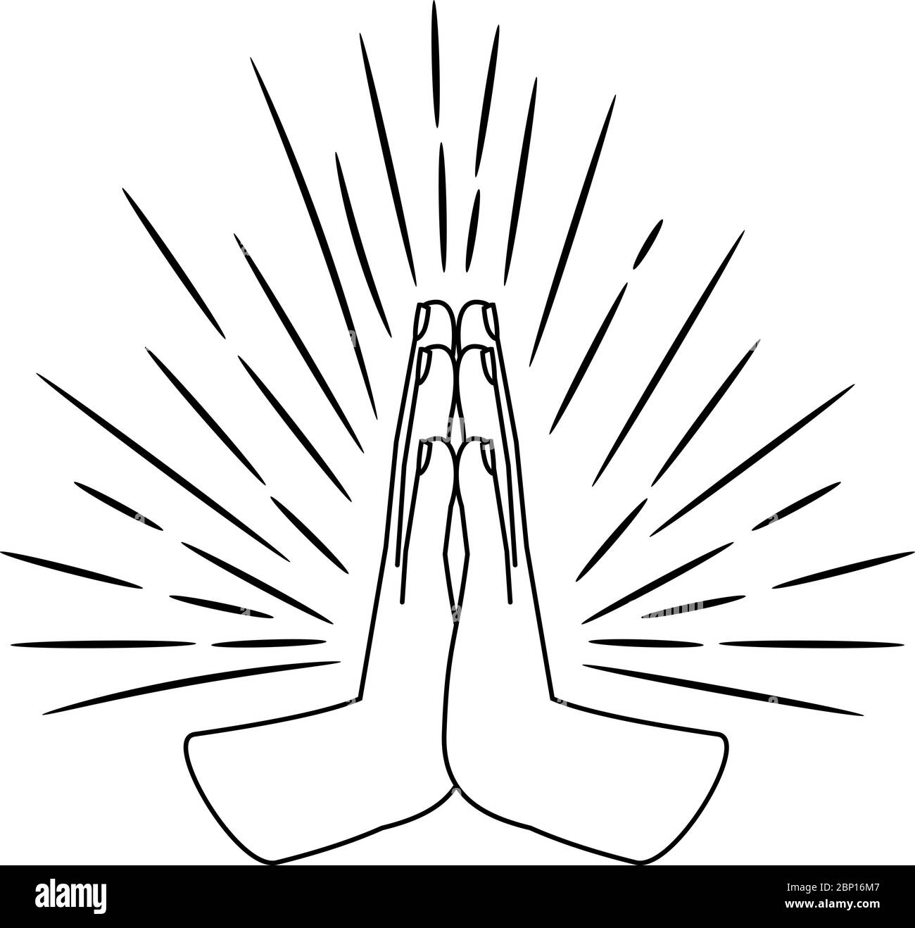 Prayer palms vector sketch. Praying hands sign for religious preaching ...