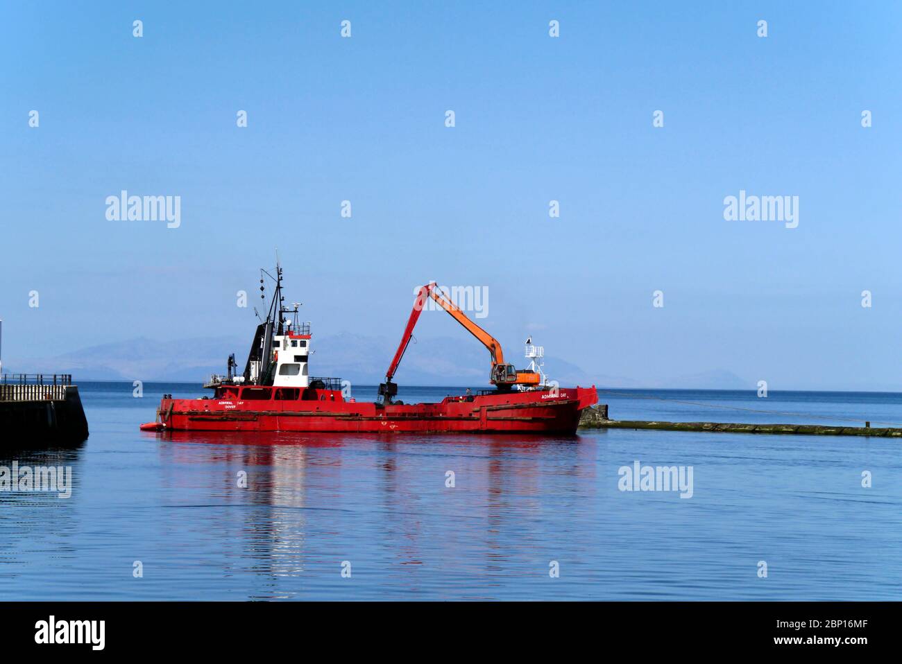 Grab Hopper Dredger 'Admiral Day' dredging the entrance to Ayr river ...