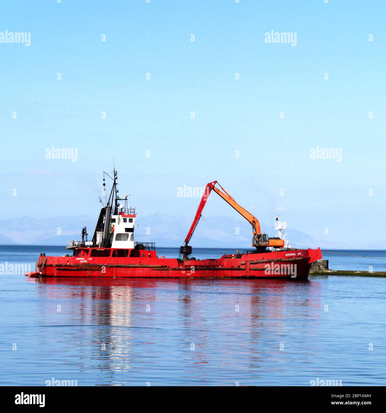 Grab Hopper Dredger 'Admiral Day' dredging the entrance to Ayr river ...