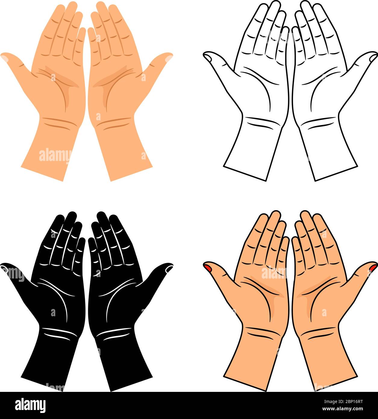 God pray blessed hands icons. Vector hands of praying men and women ...
