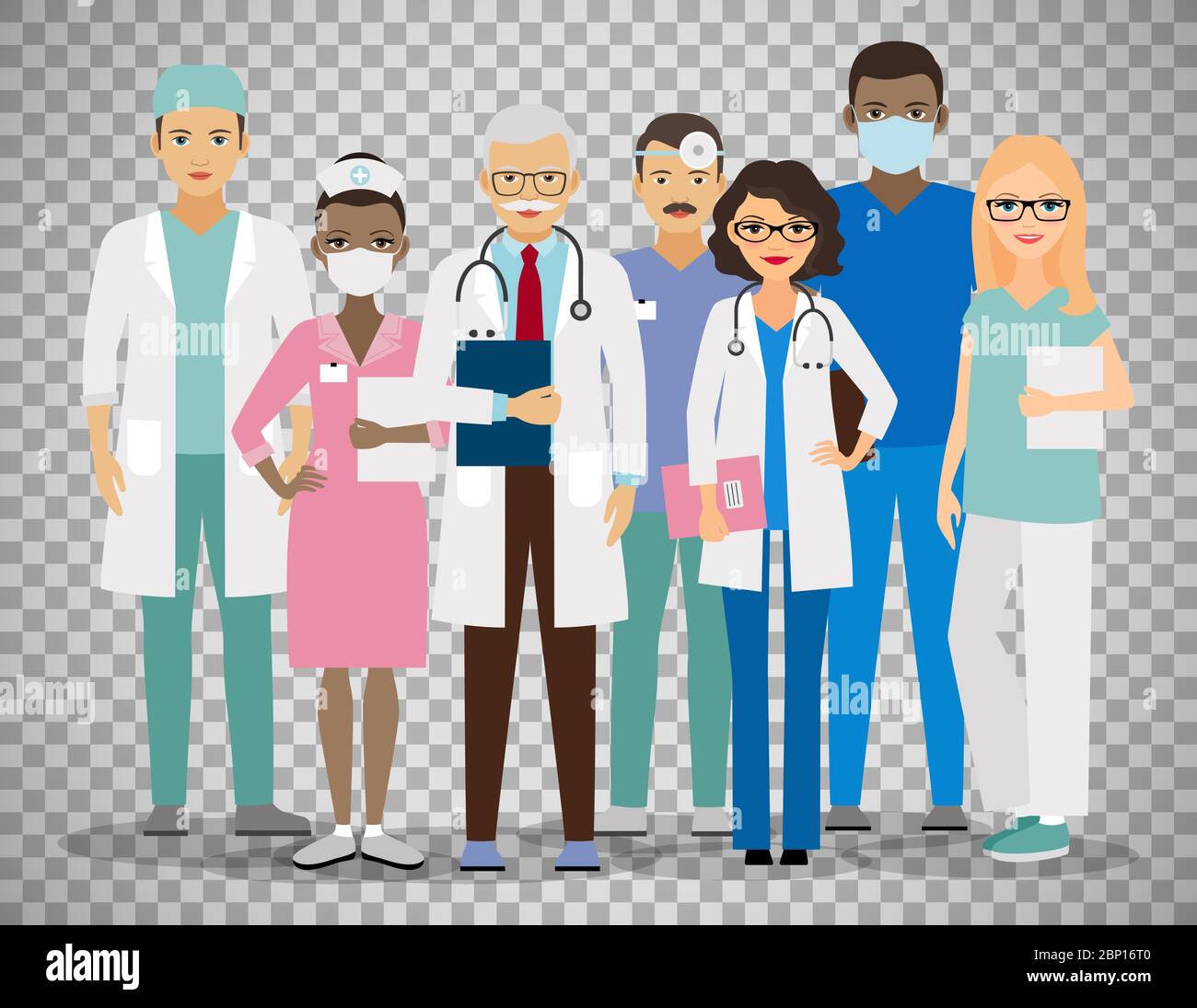 Medical team. Group of hospital workers vector illustration isolated on ...