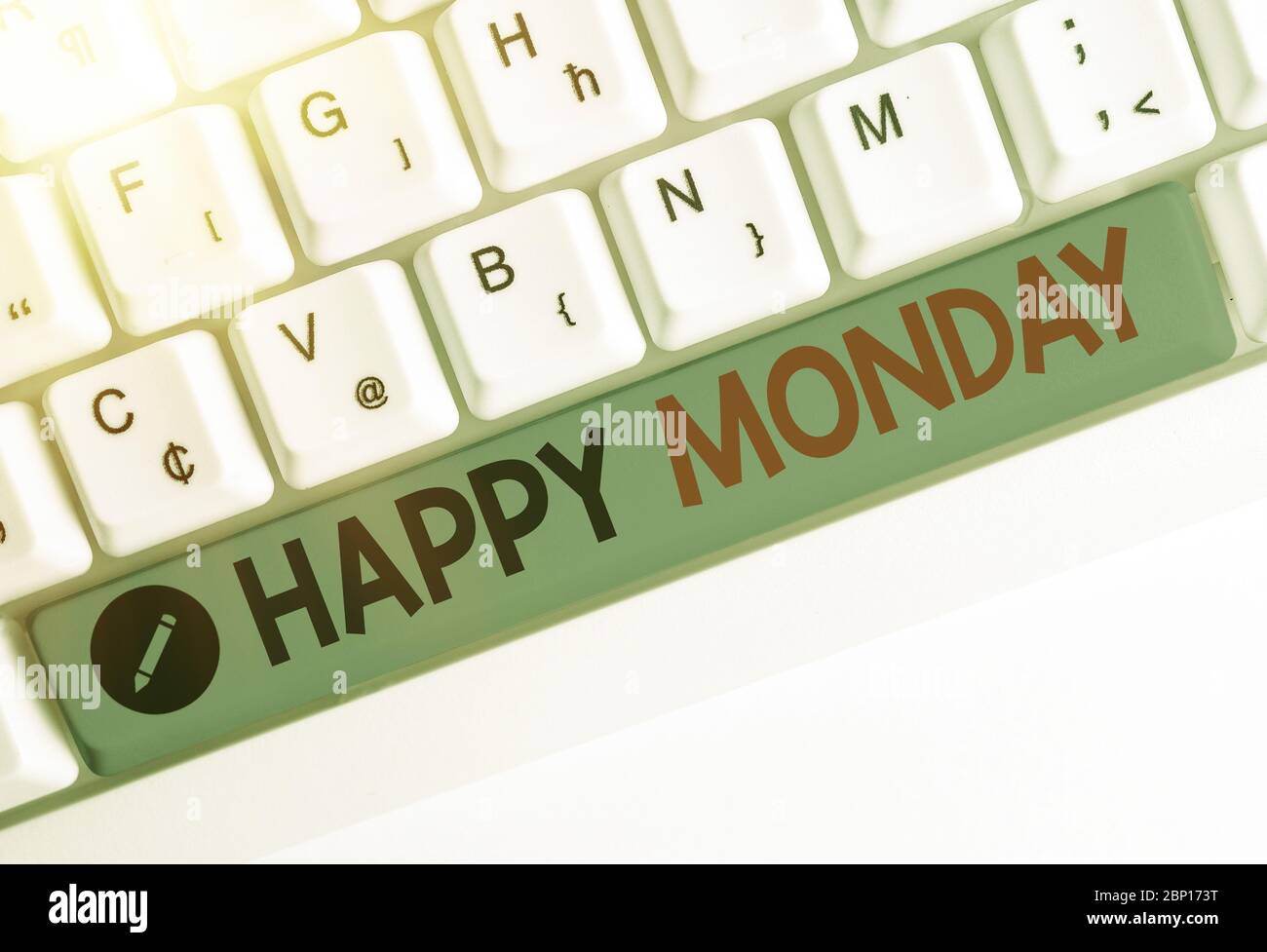 Writing note showing Happy Monday. Business concept for telling that an ...