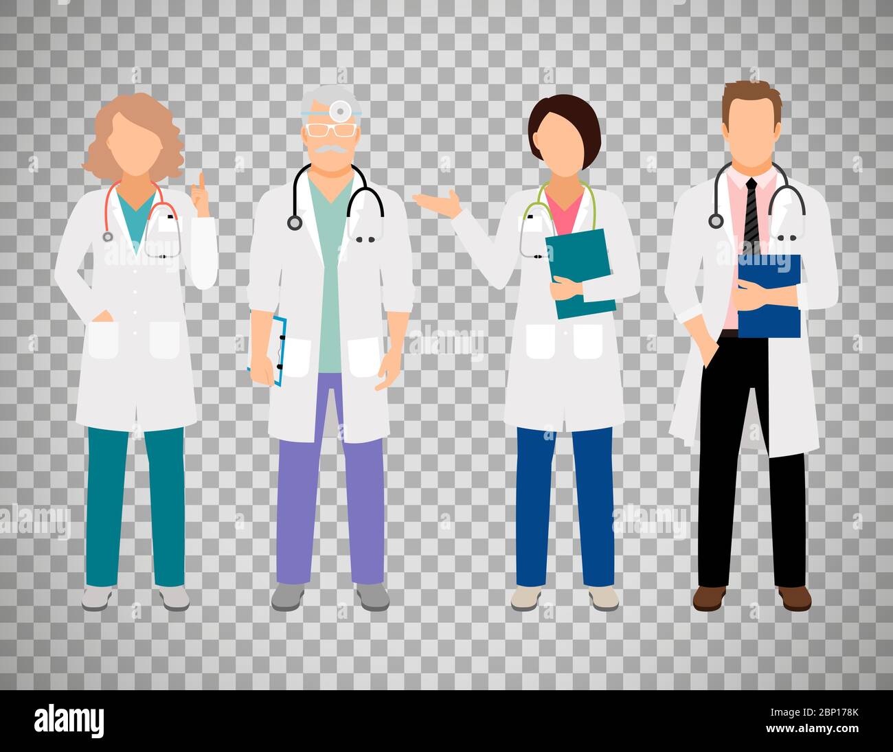 Full body standing male medical doctor and female physician isolated on ...