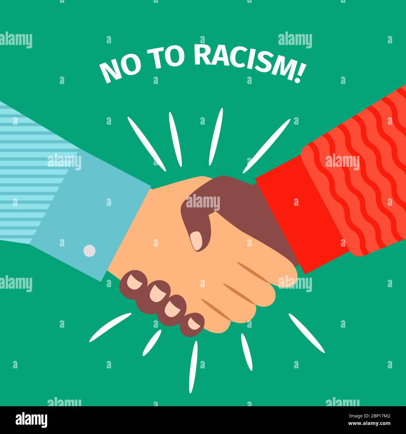 No to Racism. Handshake businessman agreement, vector illustration ...