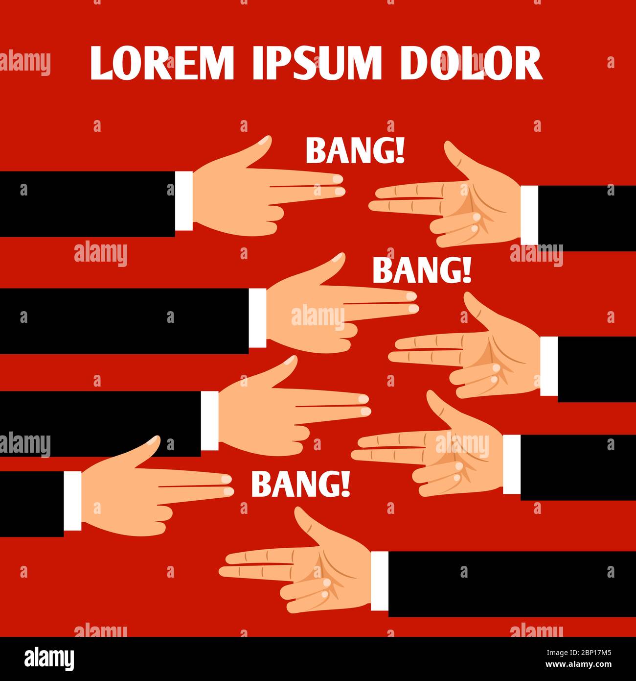 Business hands gun bang-bang poster. Businessmen gangsters with ...