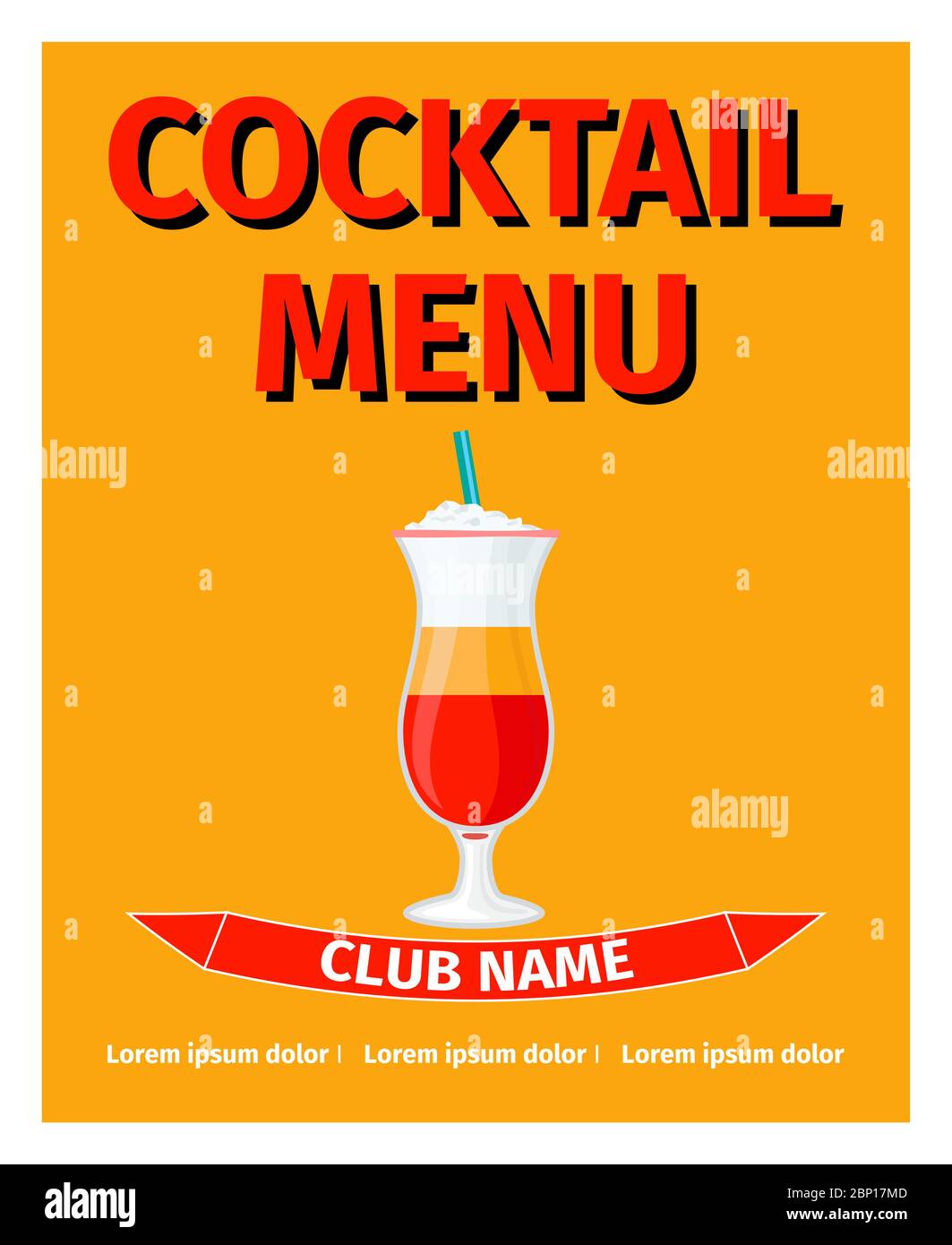 Cocktail menu retro style design, vector colorful template Stock Vector ...