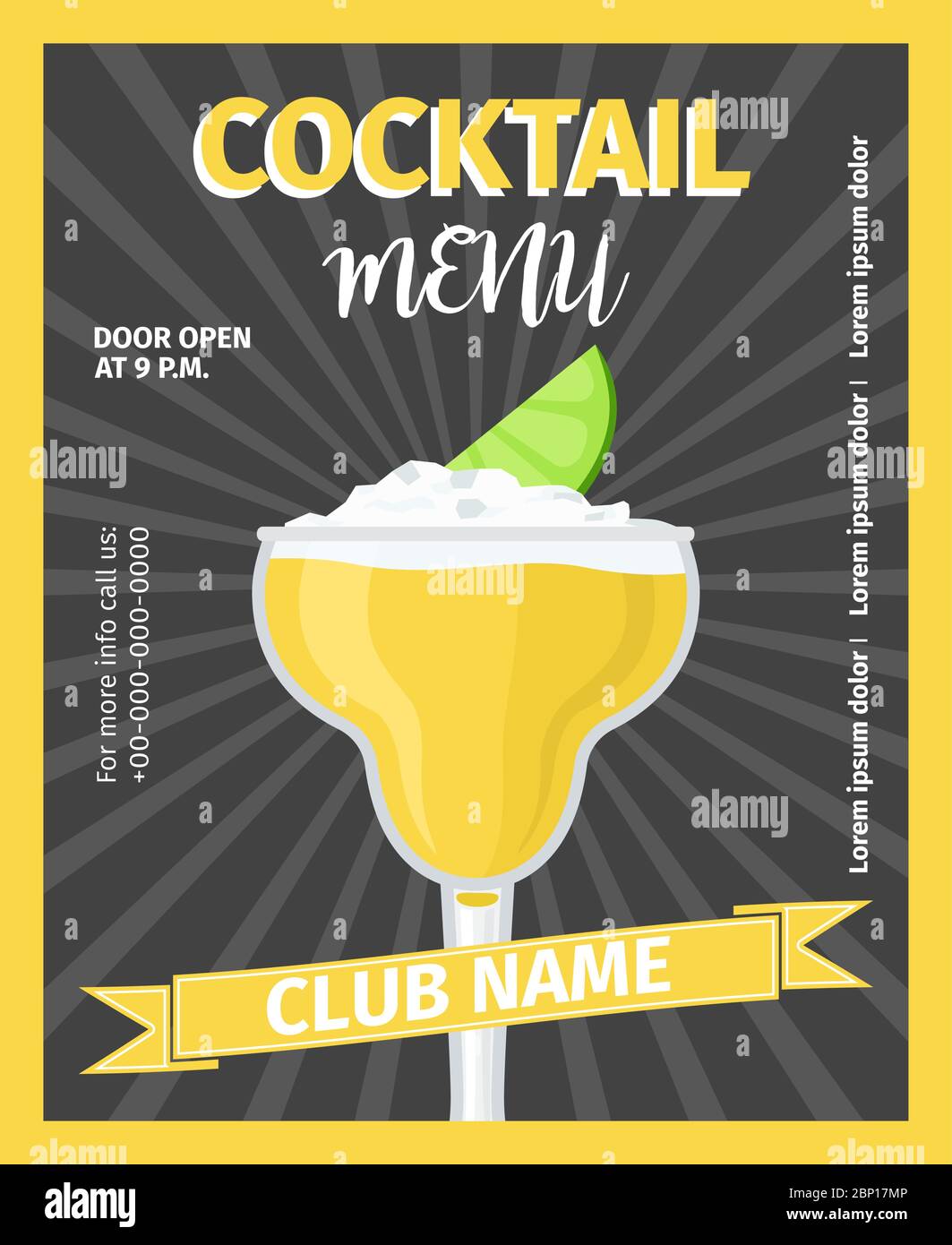 Cocktail Menu Black Vintage Poster Template Vector Illustration Stock Vector Image And Art Alamy