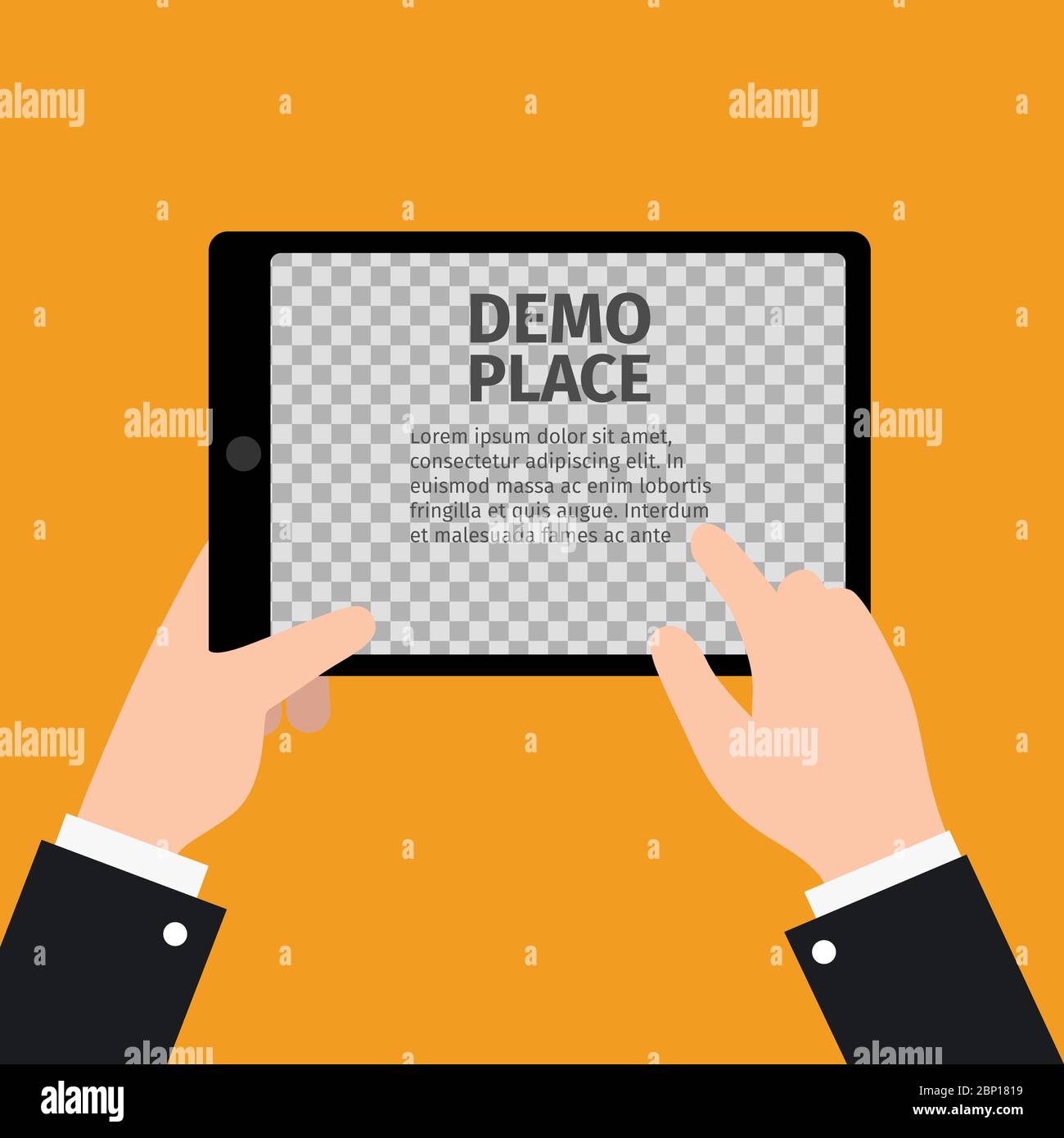 Black tablet in hand Stock Vector Images - Alamy