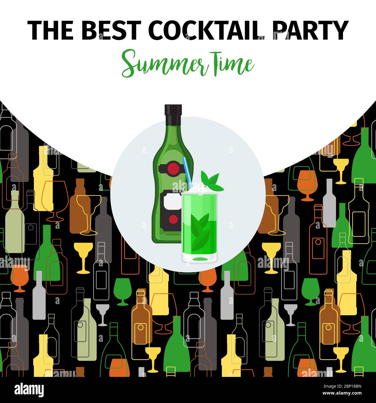 Banner for cocktail bar with the best cocktail party text, vector ...