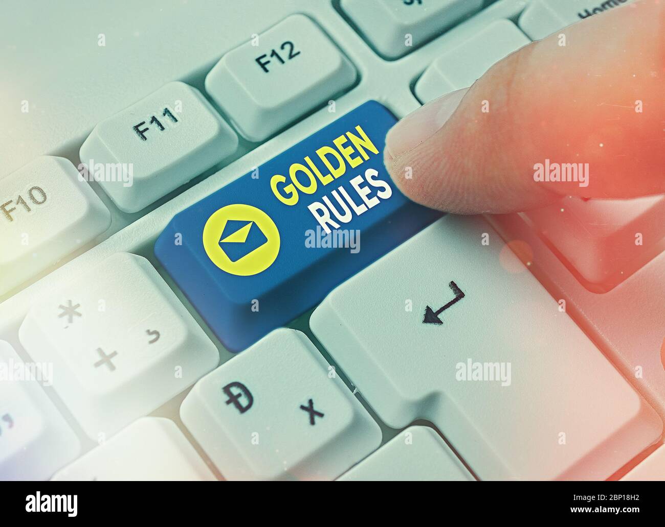 Writing note showing Golden Rules. Business concept for Basic principle ...