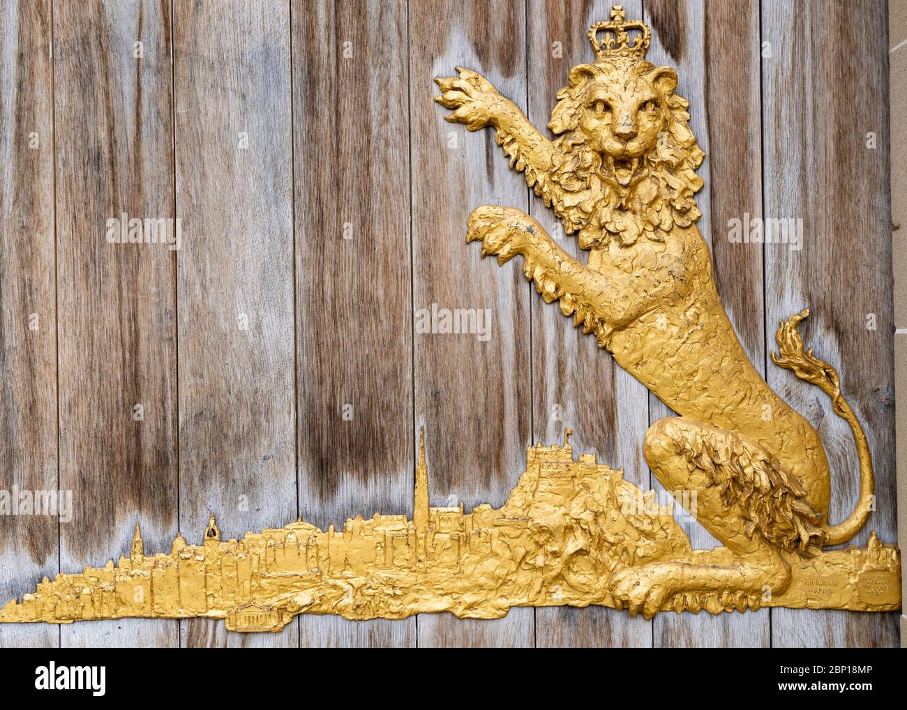 Ornate gilded decoration on wooden entrance doors at Queens Gallery at ...