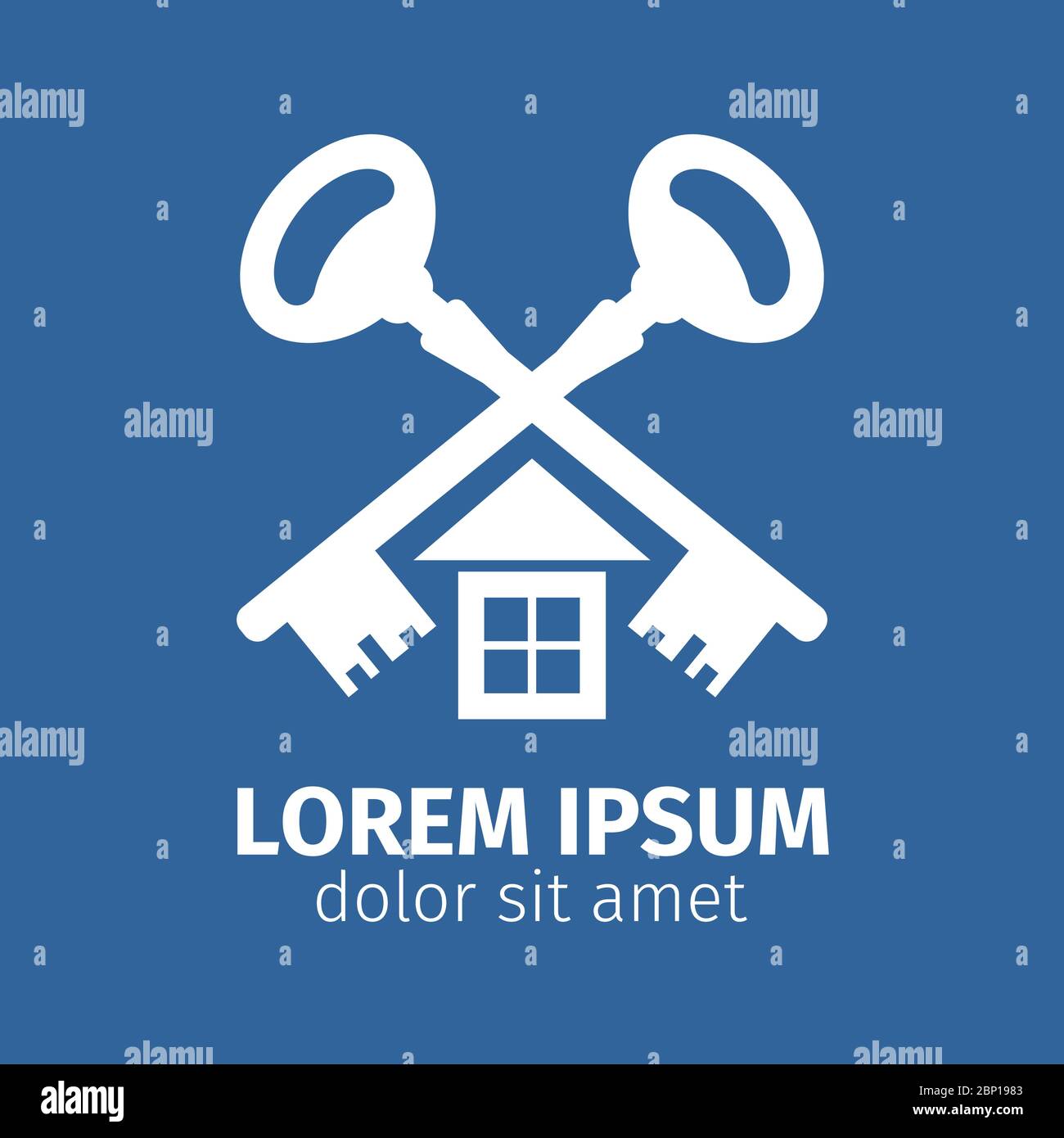 Vintage old key and house logo in white color, vector illustration ...