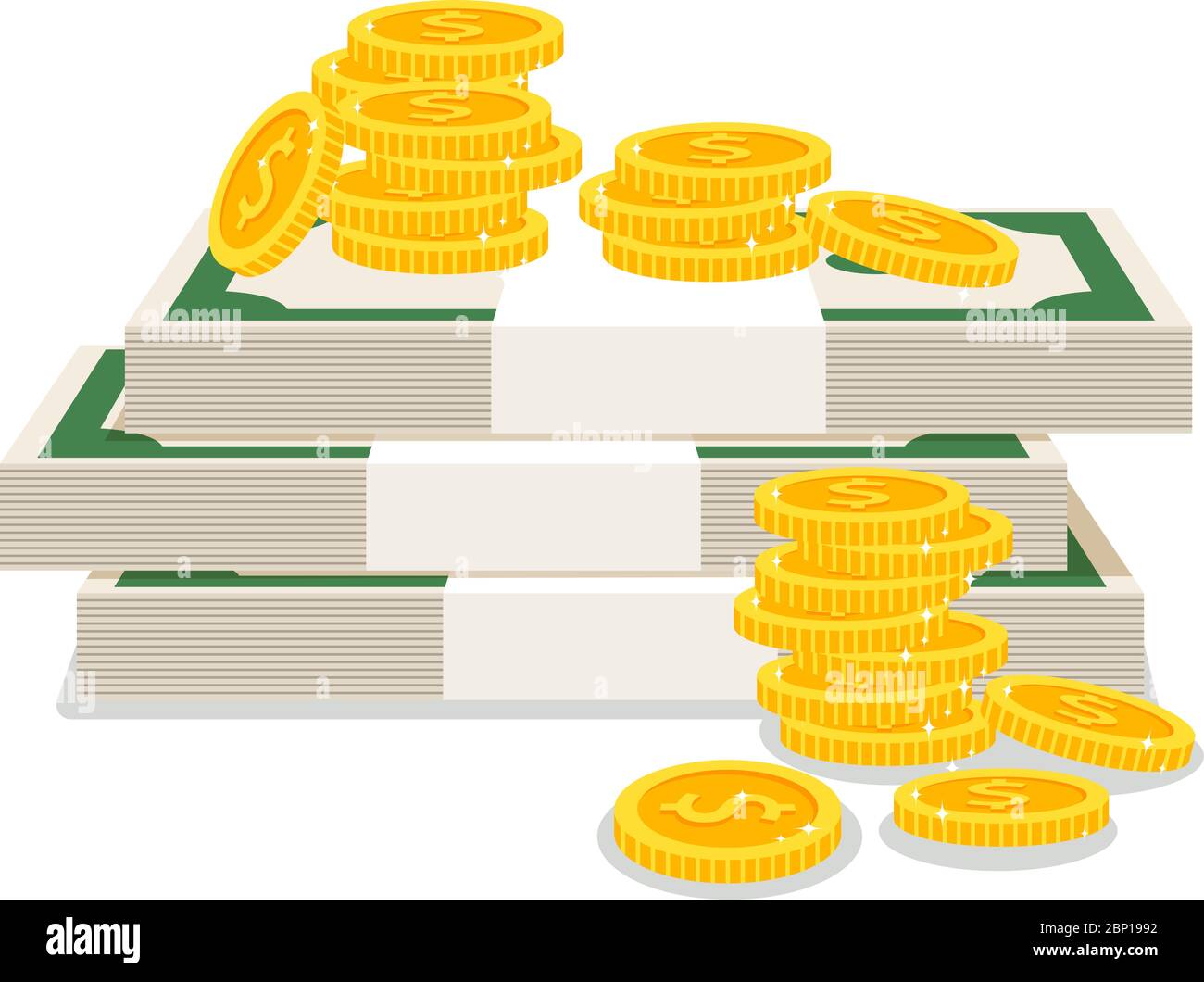 Cash money pile isolated on white background. Heap of dollar banknotes ...