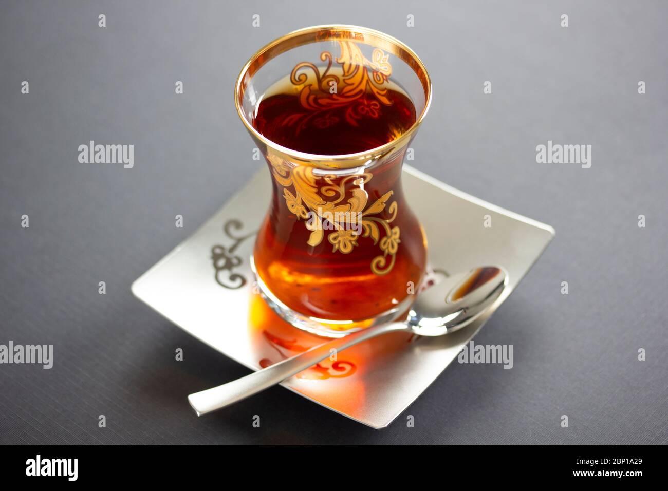 Turkish traditional tea, hot drink. Black tea Stock Photo - Alamy