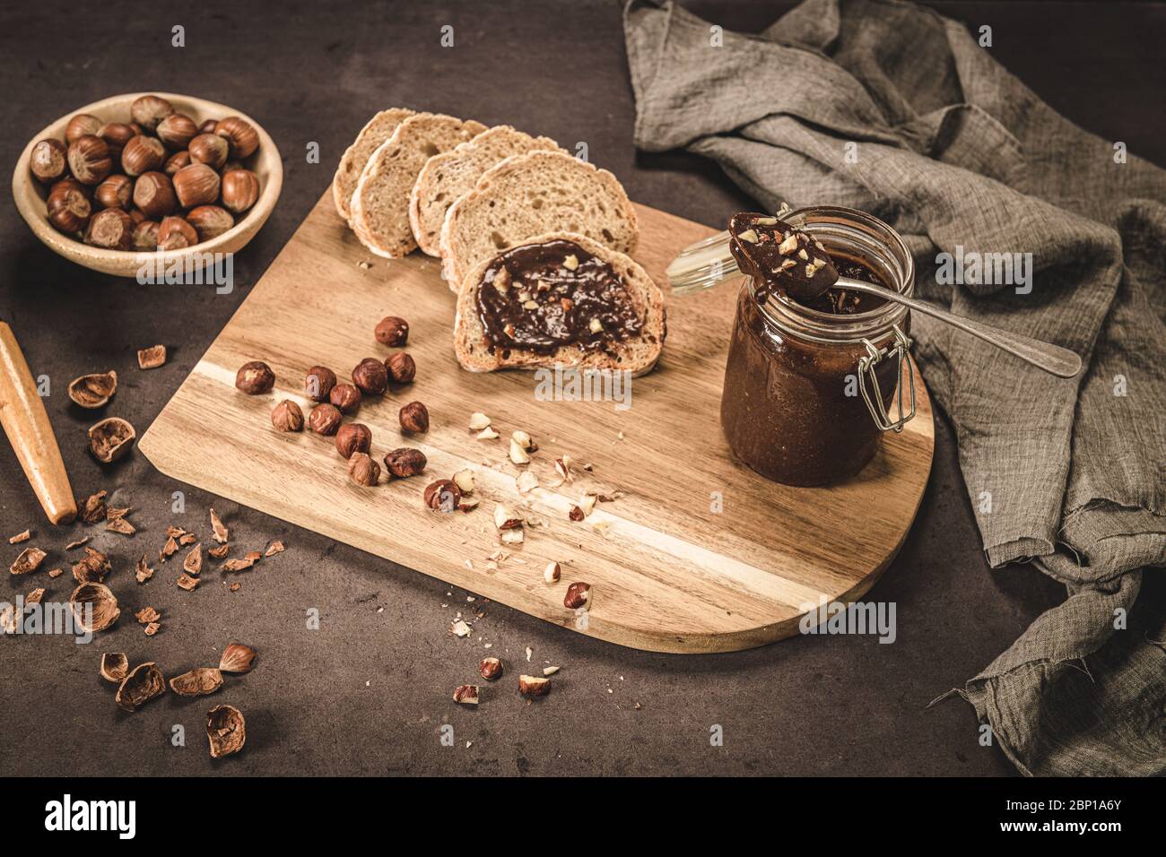 Vegan chocolate spread made of organic almond butter and organic cacao ...