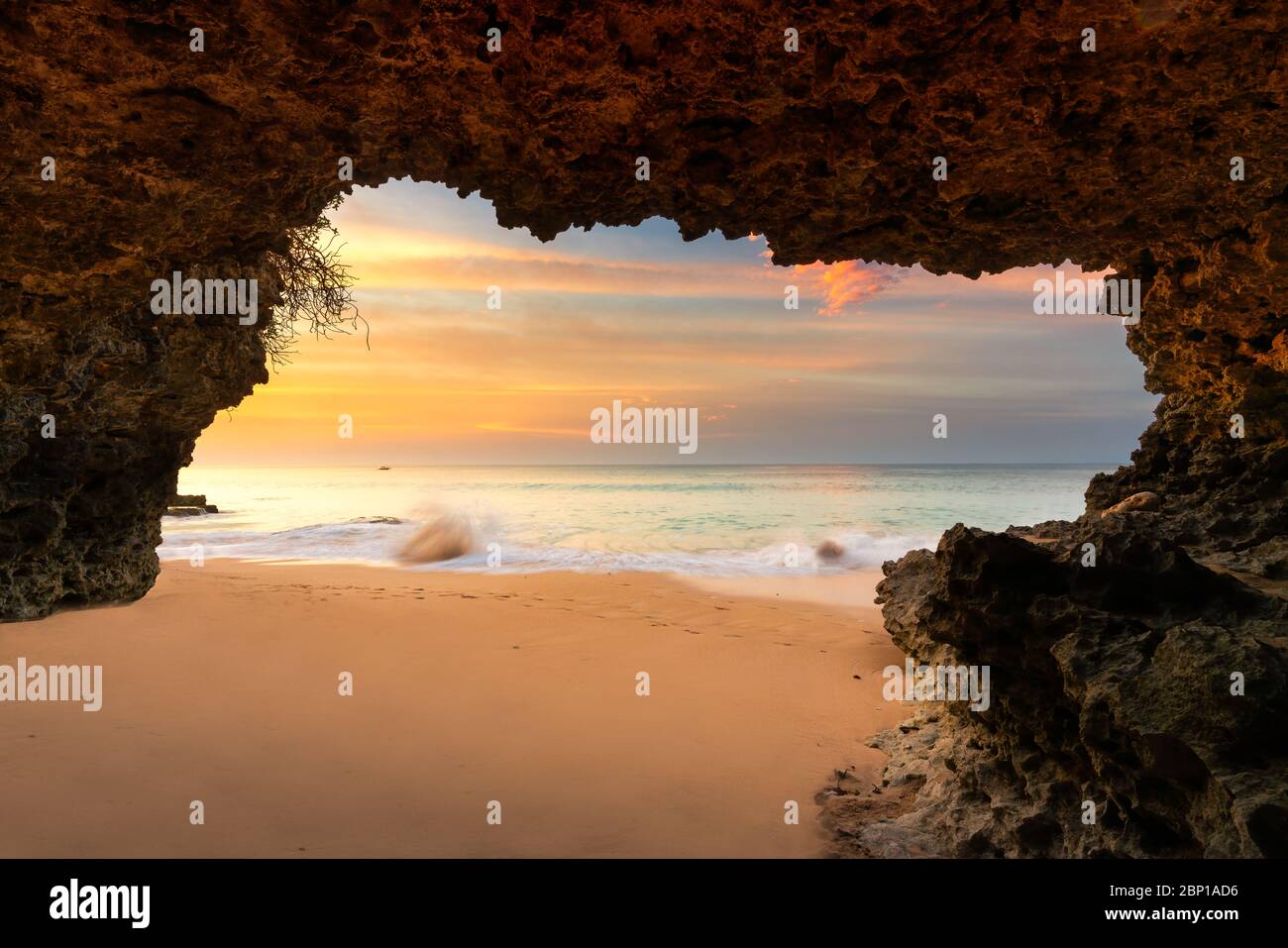 Amazing colorful sunset on the exotic island of Seychelles Stock Photo ...