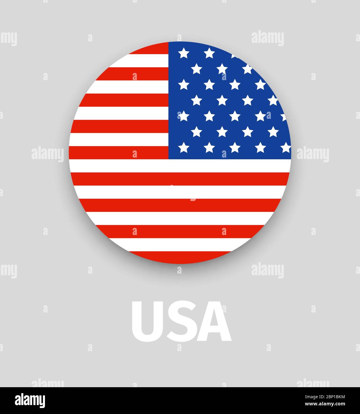 USA flag, round icon with shadow isolated vector illustration Stock ...