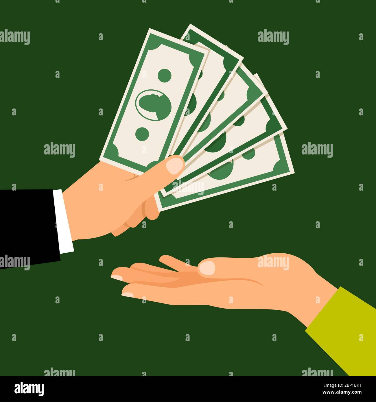 Hands with money, vector illustration. Busienss man hand handing money ...