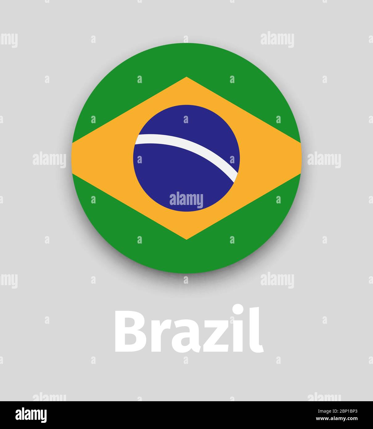 Brazil flag, round icon with shadow isolated vector illustration Stock ...