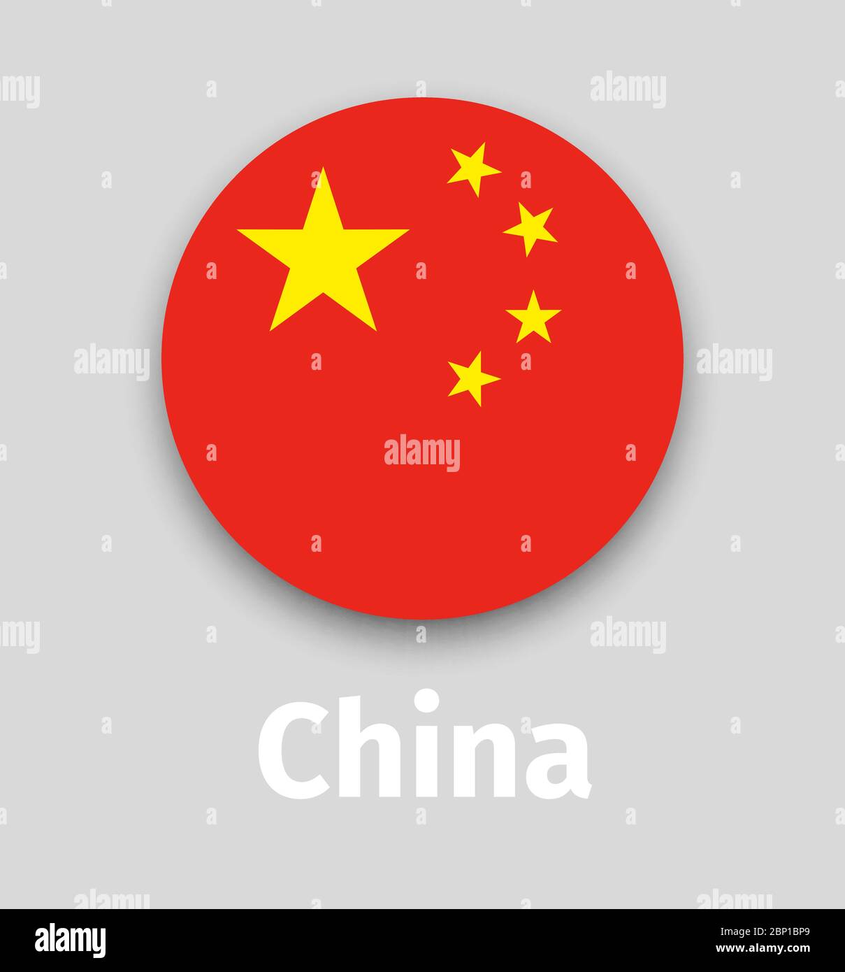 China flag, round icon with shadow isolated vector illustration Stock ...
