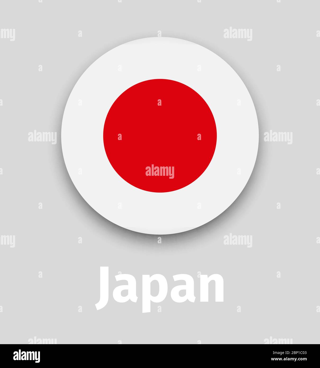 Japan flag, round icon with shadow isolated vector illustration Stock ...