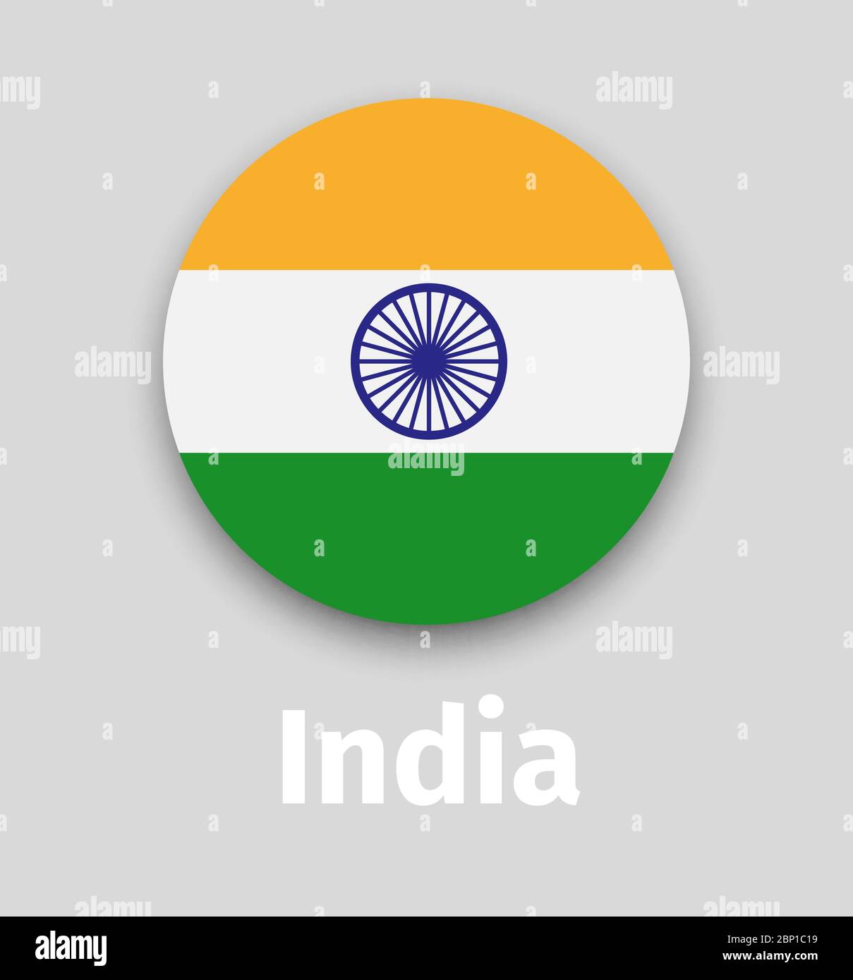 India flag, round icon with shadow isolated vector illustration Stock ...