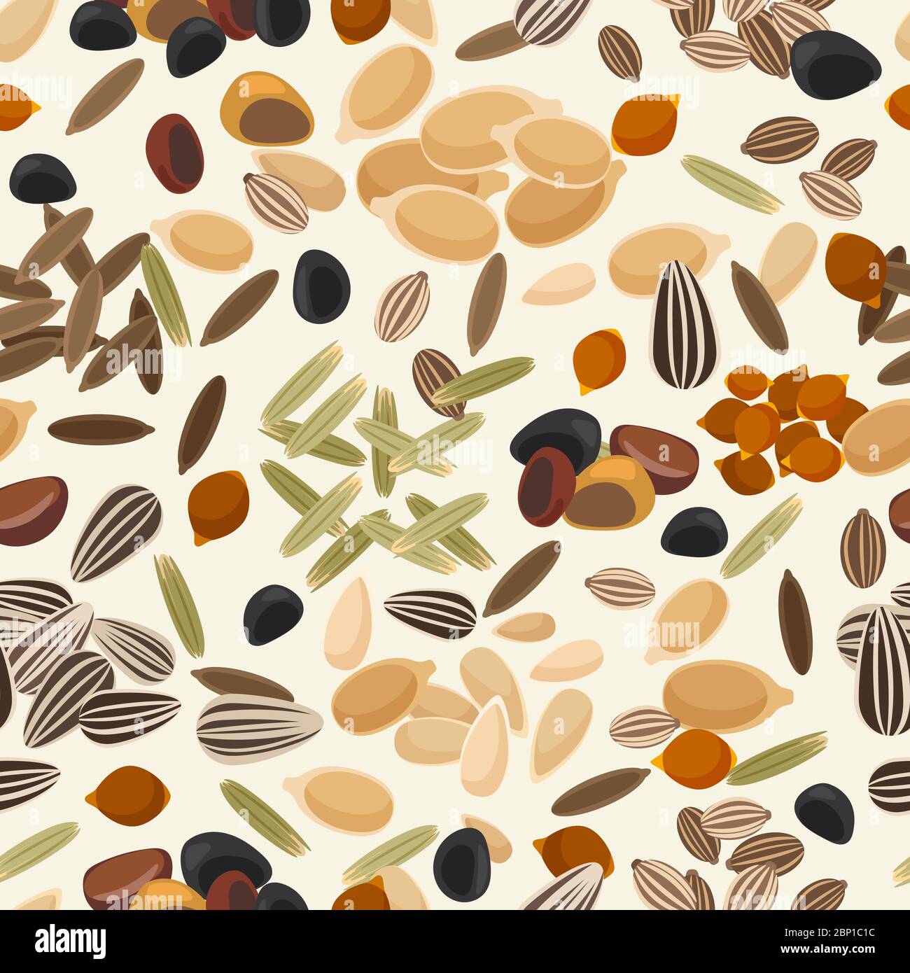 Different seeds colorful pattern with white background. Vector ...