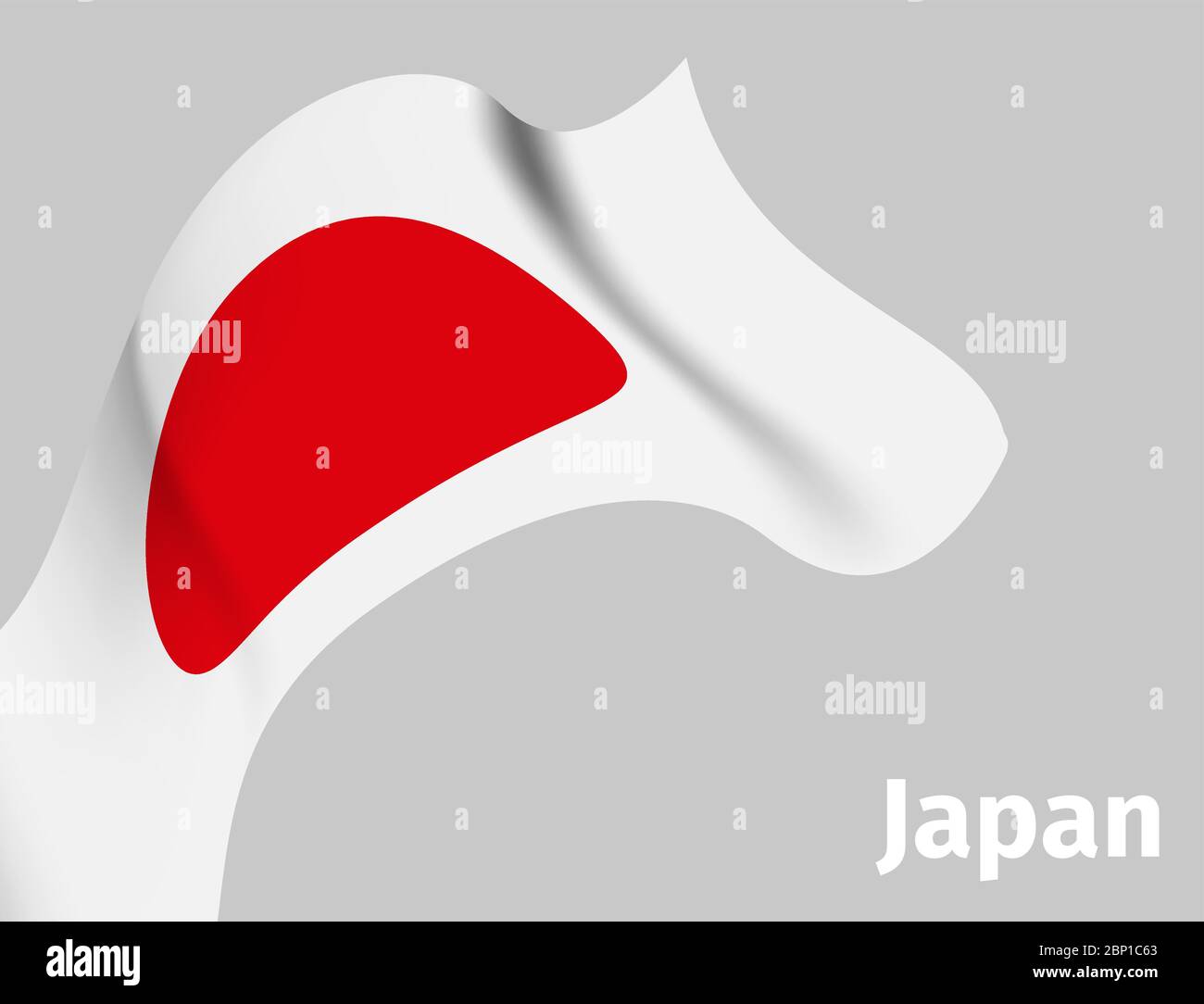 Background with Japan wavy flag on grey, vector illustration Stock ...