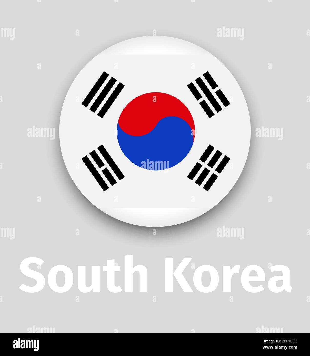 South Korea flag, round icon with shadow isolated vector illustration ...