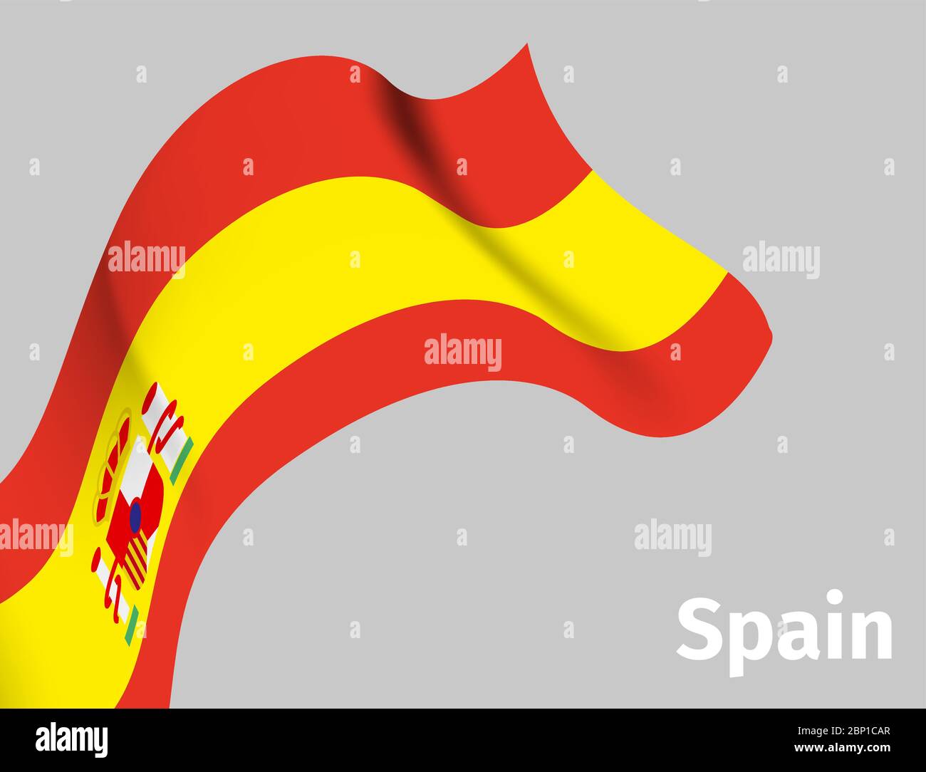 Background with Spain wavy flag on grey, vector illustration Stock ...