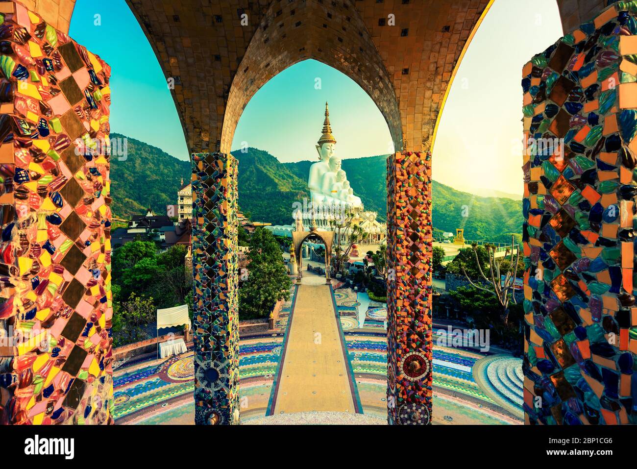 Amazing Thailand Temple with big Buddha statue on background scenery ...