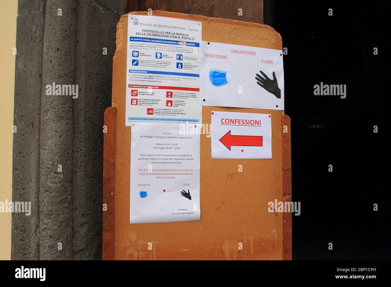 Signs placed at the entrance of a Shrine with the indications that the ...