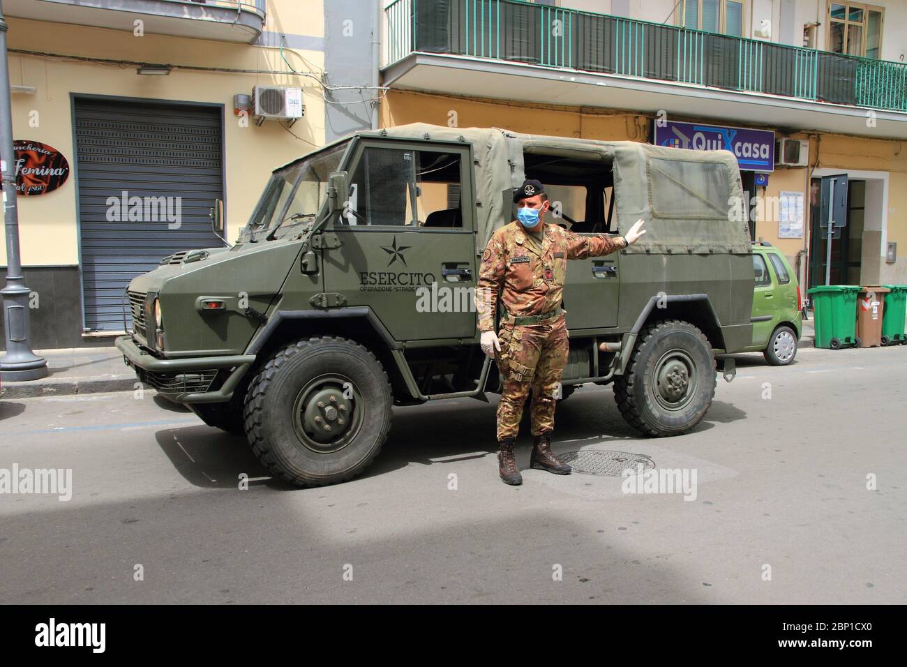 A soldier of the Italian army during an operation of control of the ...