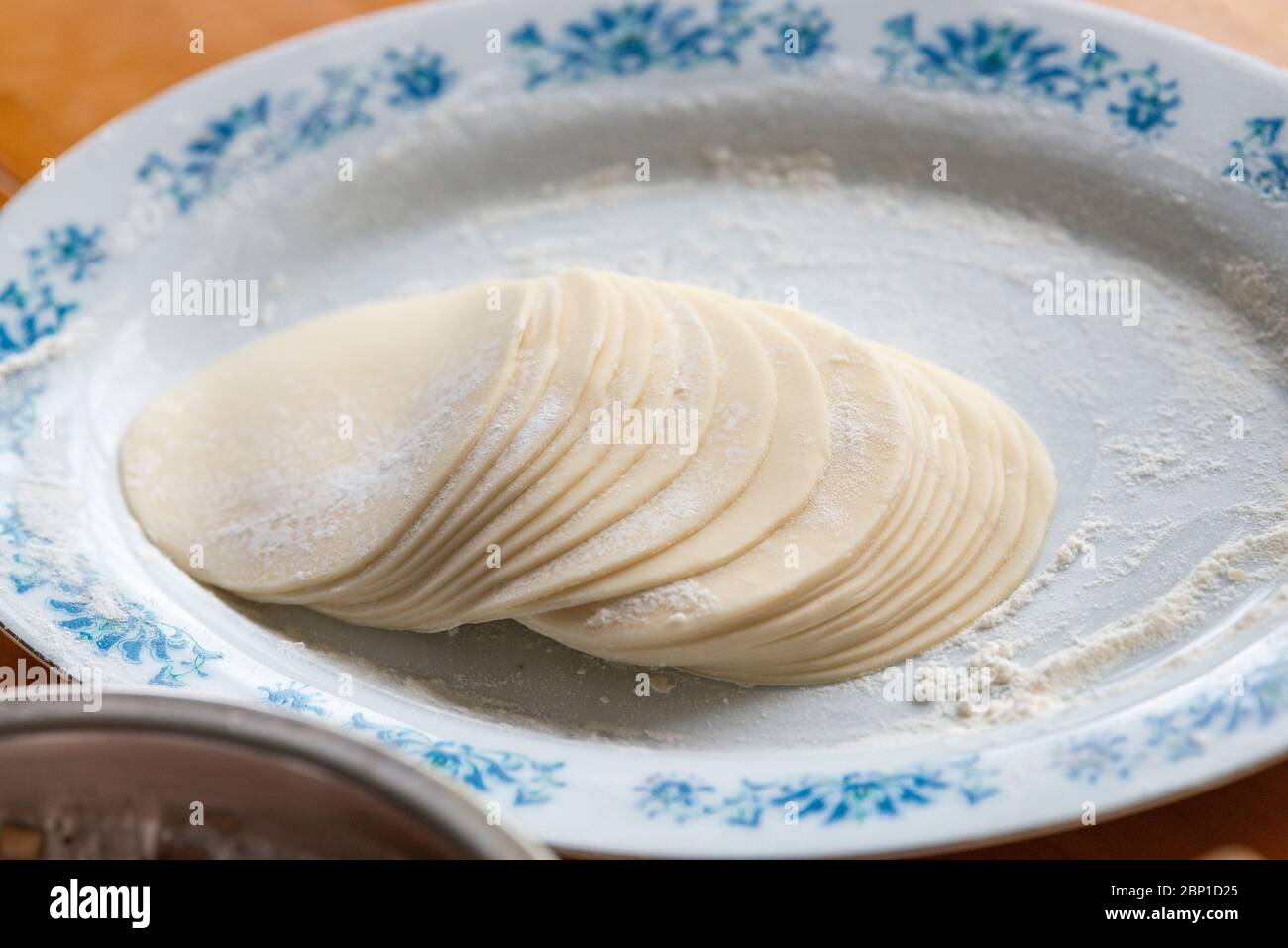 Stack of dumpling skin closeup Stock Photo - Alamy