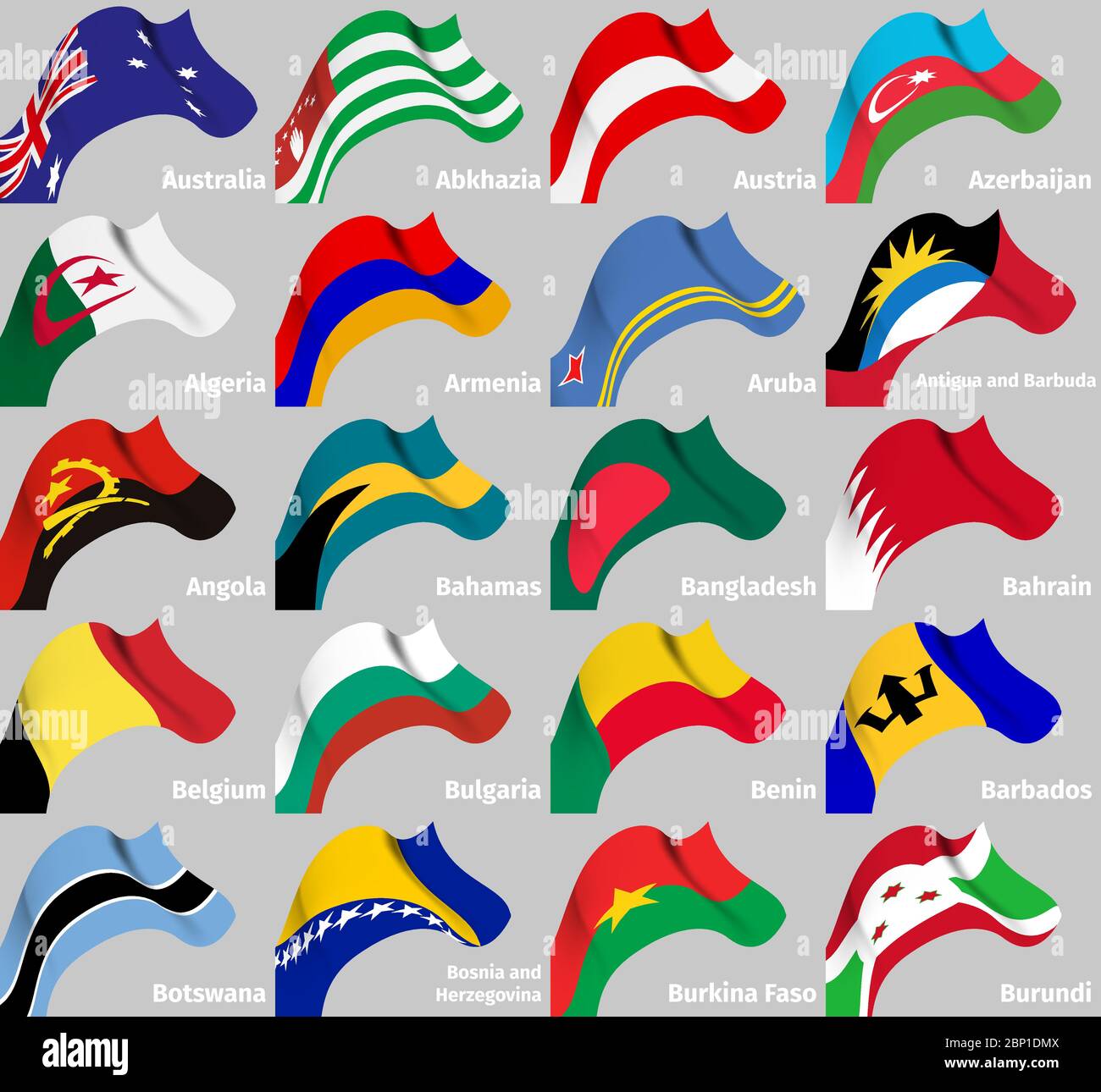 Background set with world wavy flags, vector illustration Stock Vector ...