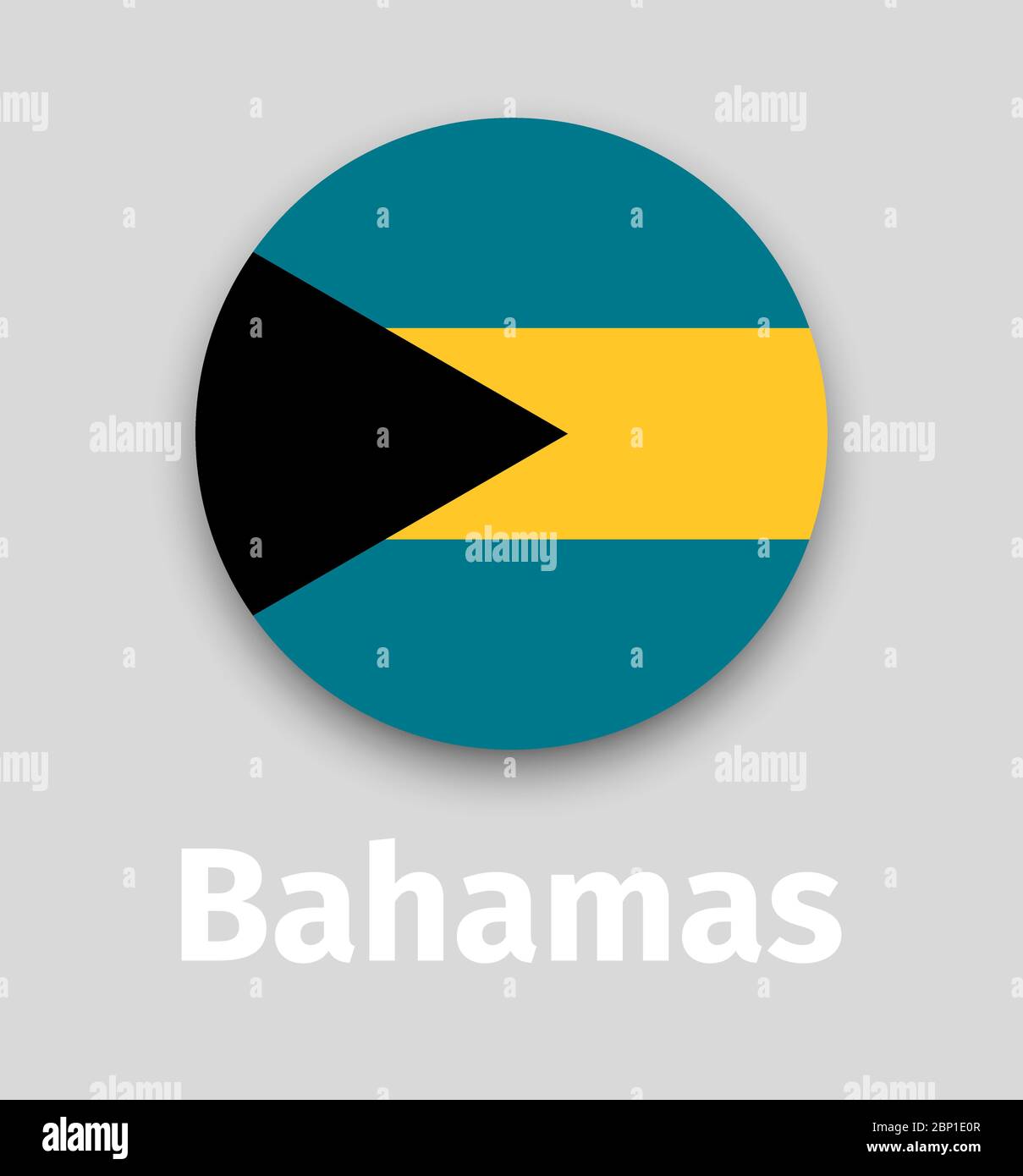 Bahamas flag, round icon with shadow isolated vector illustration Stock ...