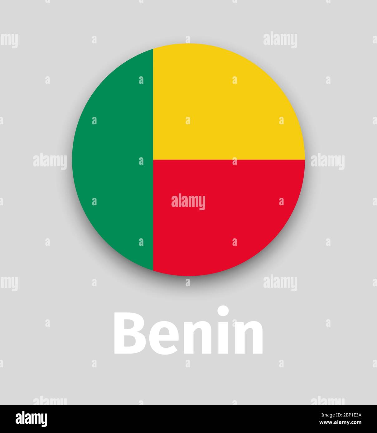 Benin flag, round icon with shadow isolated vector illustration Stock Vector Image & Art - Alamy