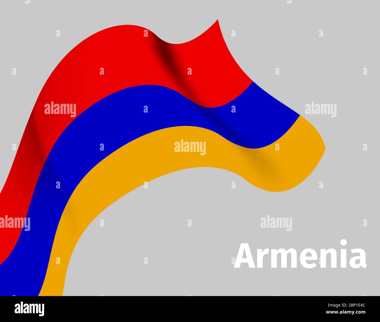 Background with Armenia wavy flag on grey, vector illustration Stock ...