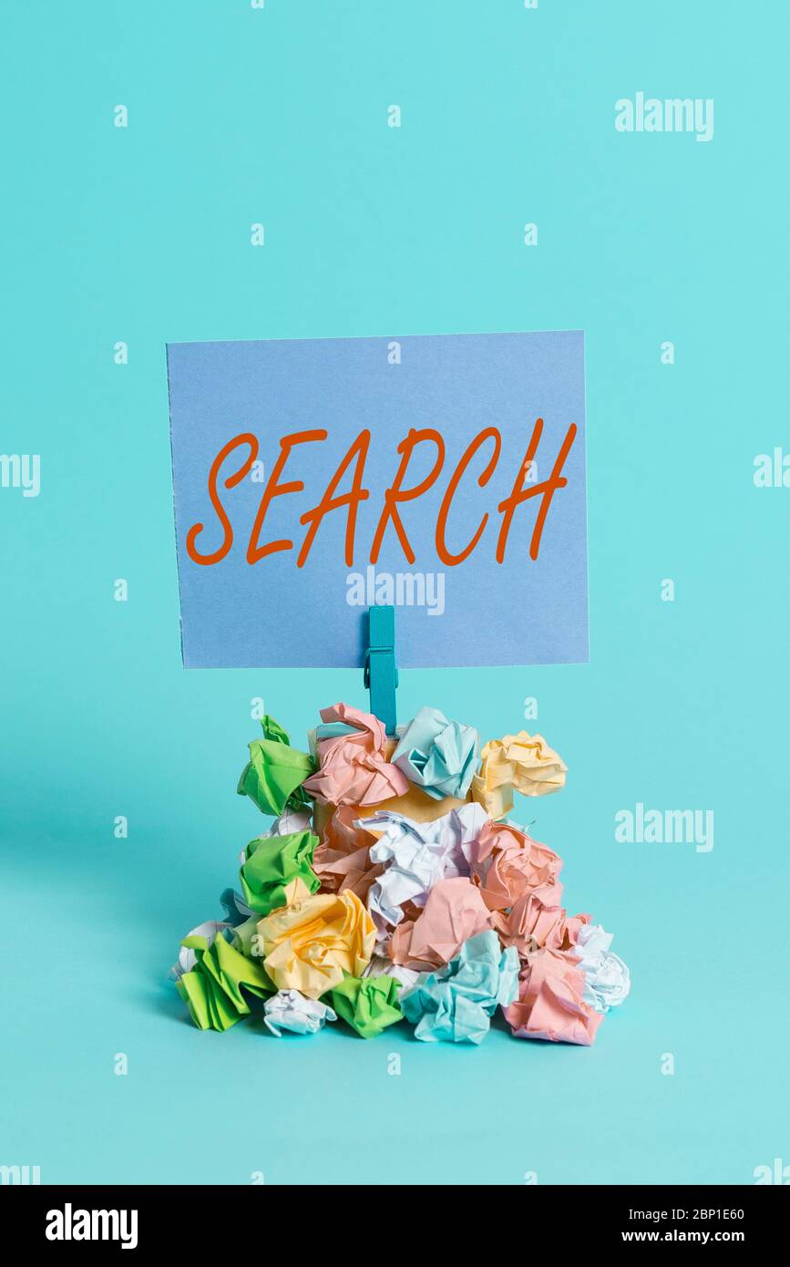 Handwriting text Search. Conceptual photo try to find something by ...