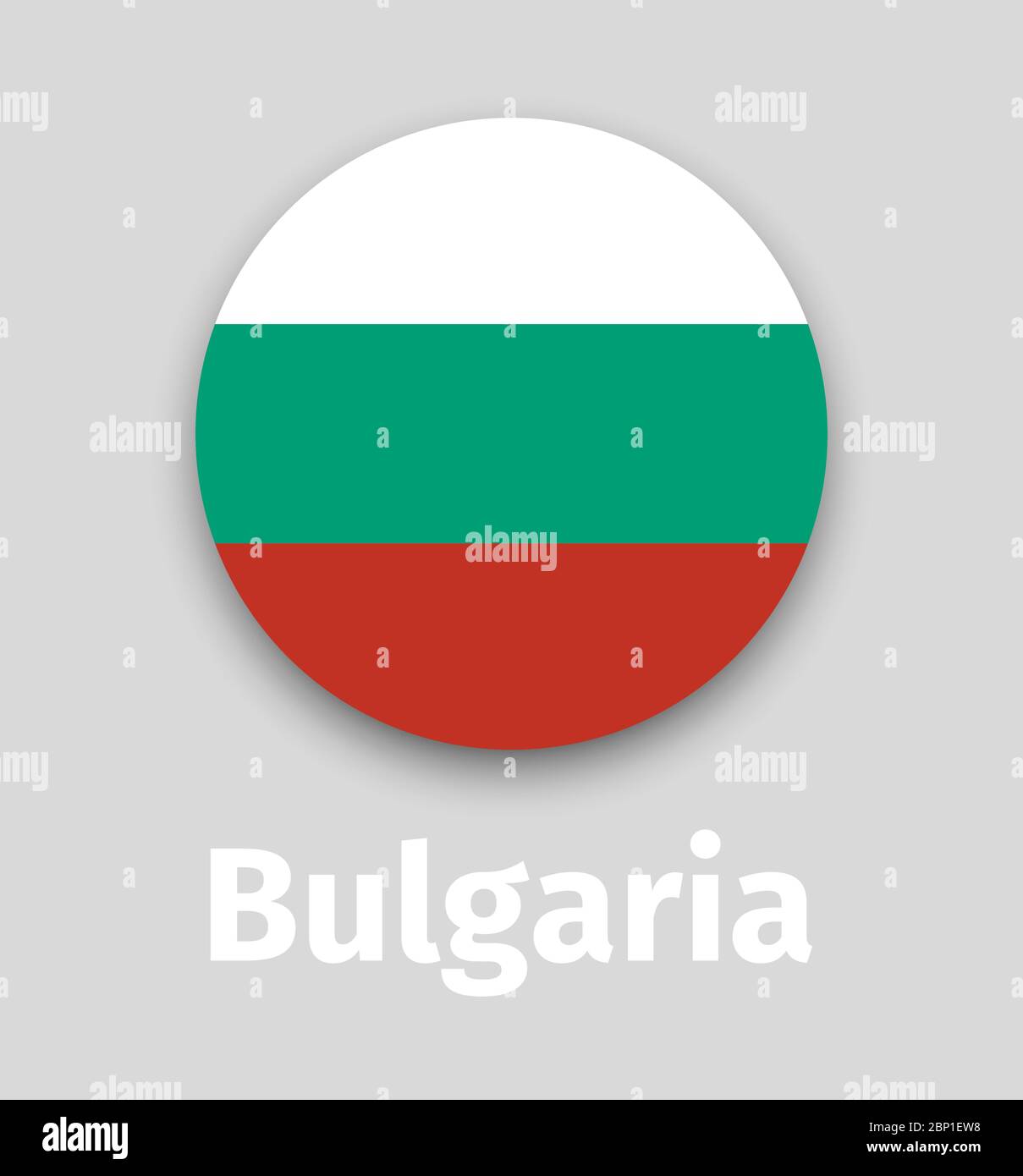 Bulgaria flag, round icon with shadow isolated vector illustration ...