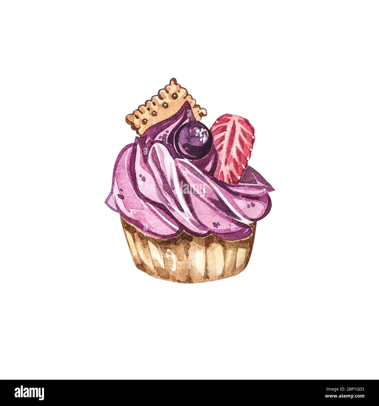 Watercolor cake hand painted illustration isolated on white background ...
