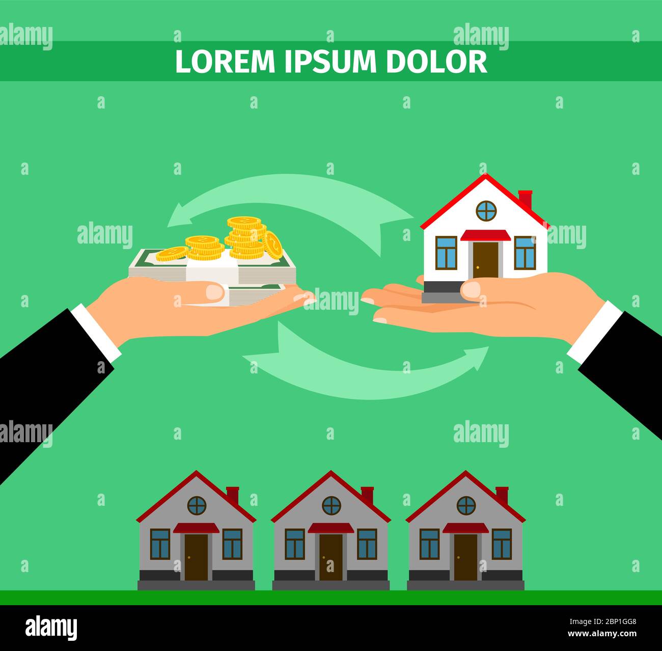 Buy house convert banner concept into the cash, vector illustration ...