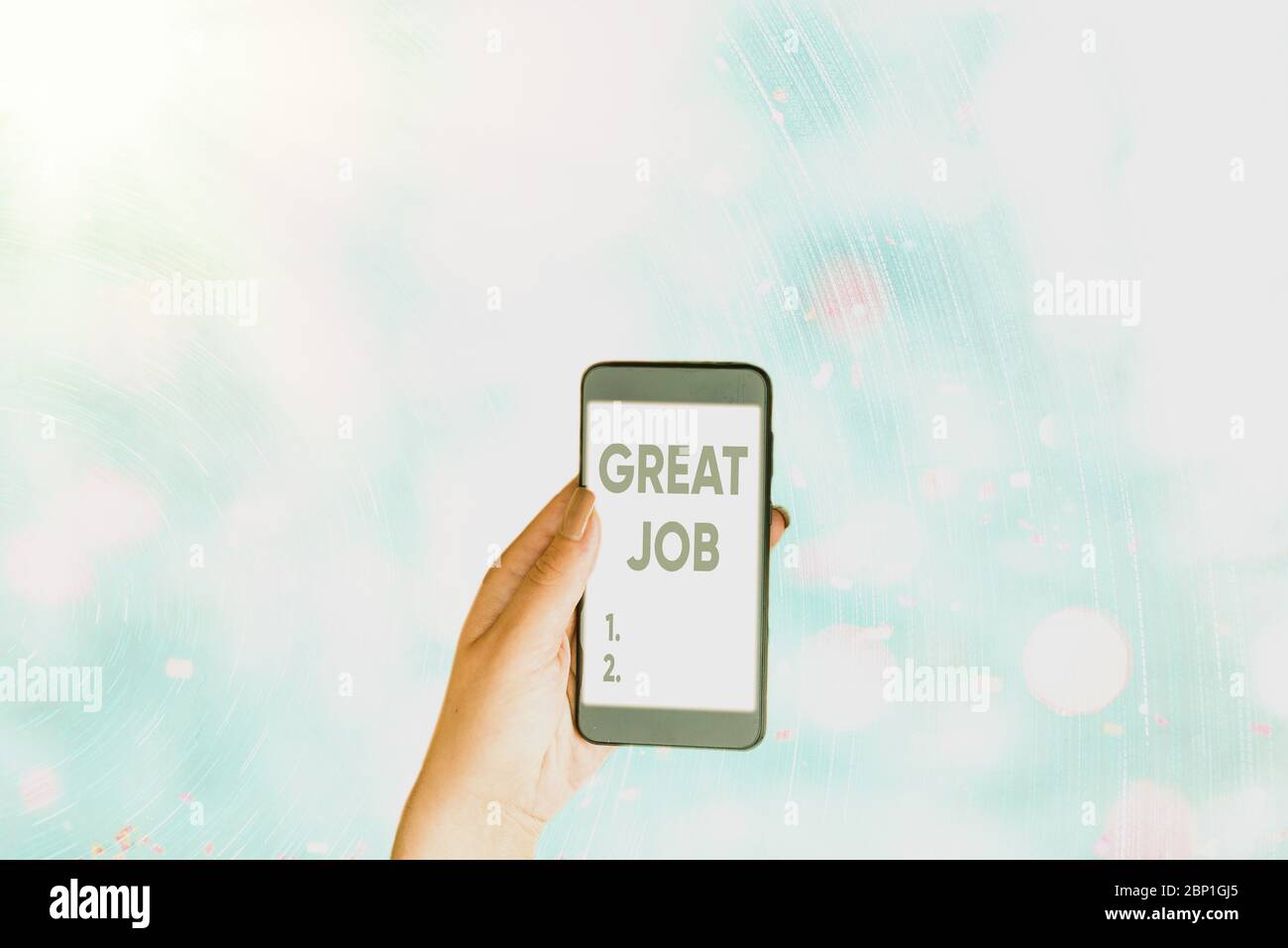 Conceptual hand writing showing Great Job. Concept meaning used praising someone for something ...