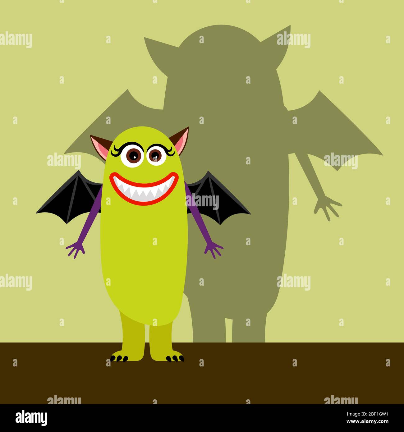 Beautiful green girl monster with shadow vector illustration Stock ...