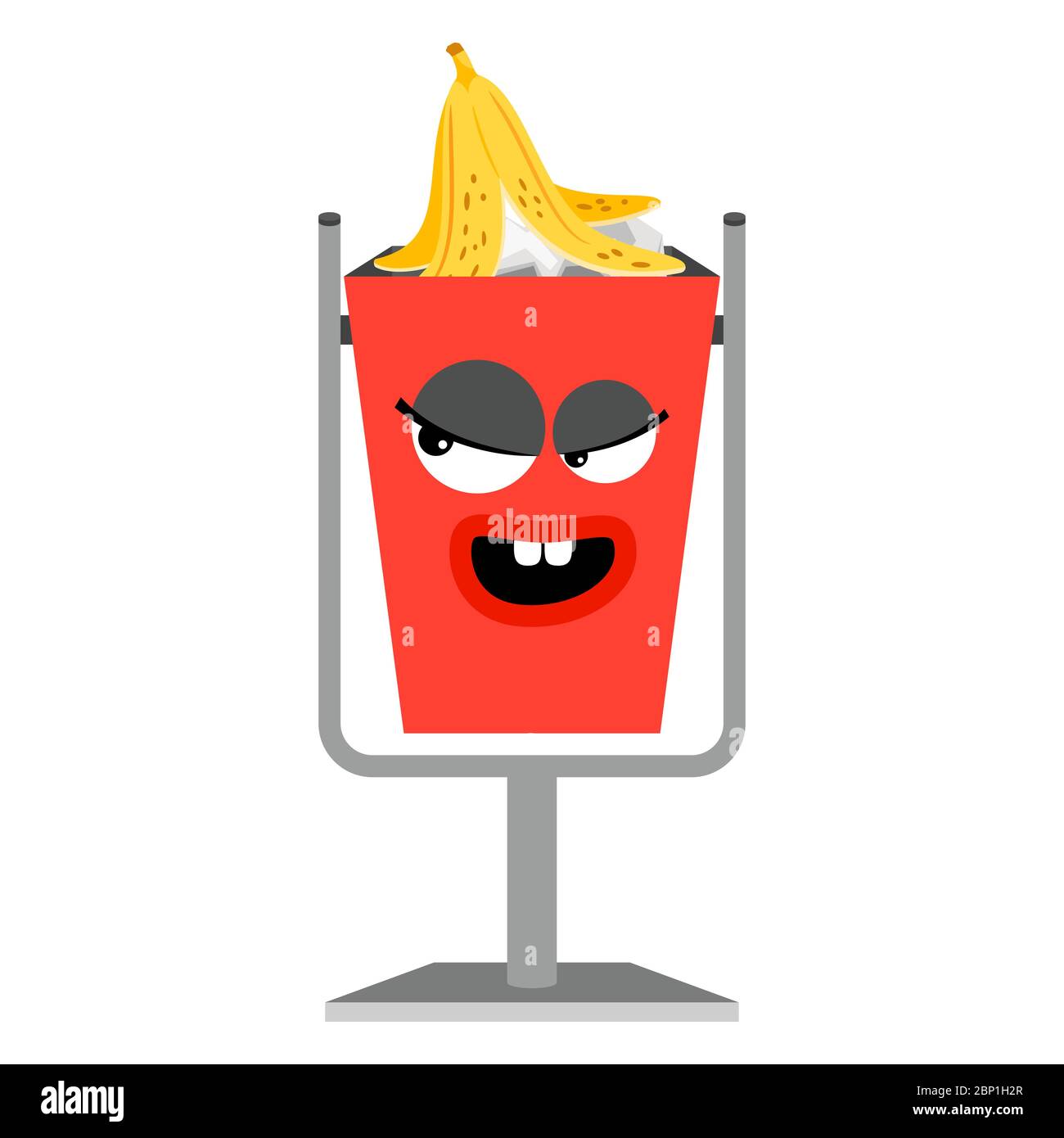 Garbage monster face can for children with organic waste, vector ...