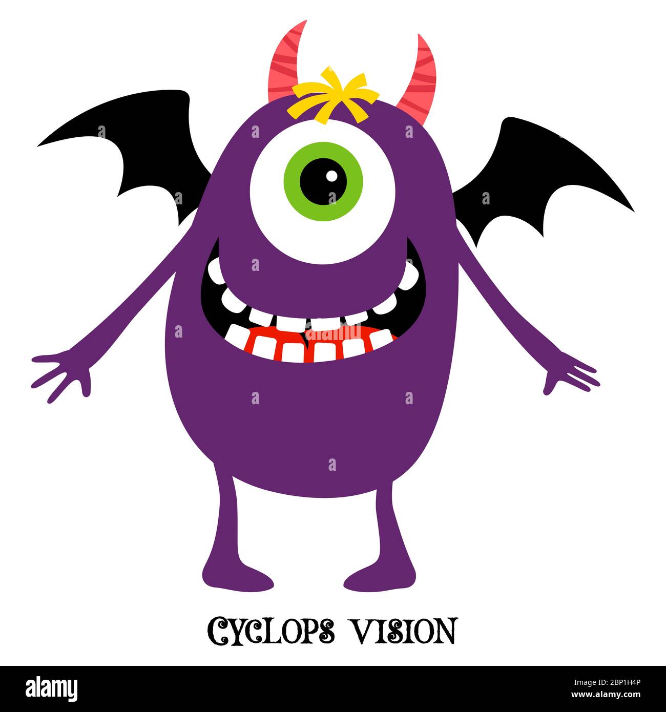 Cute print for t-shirt design with funny monster and text cyclops ...