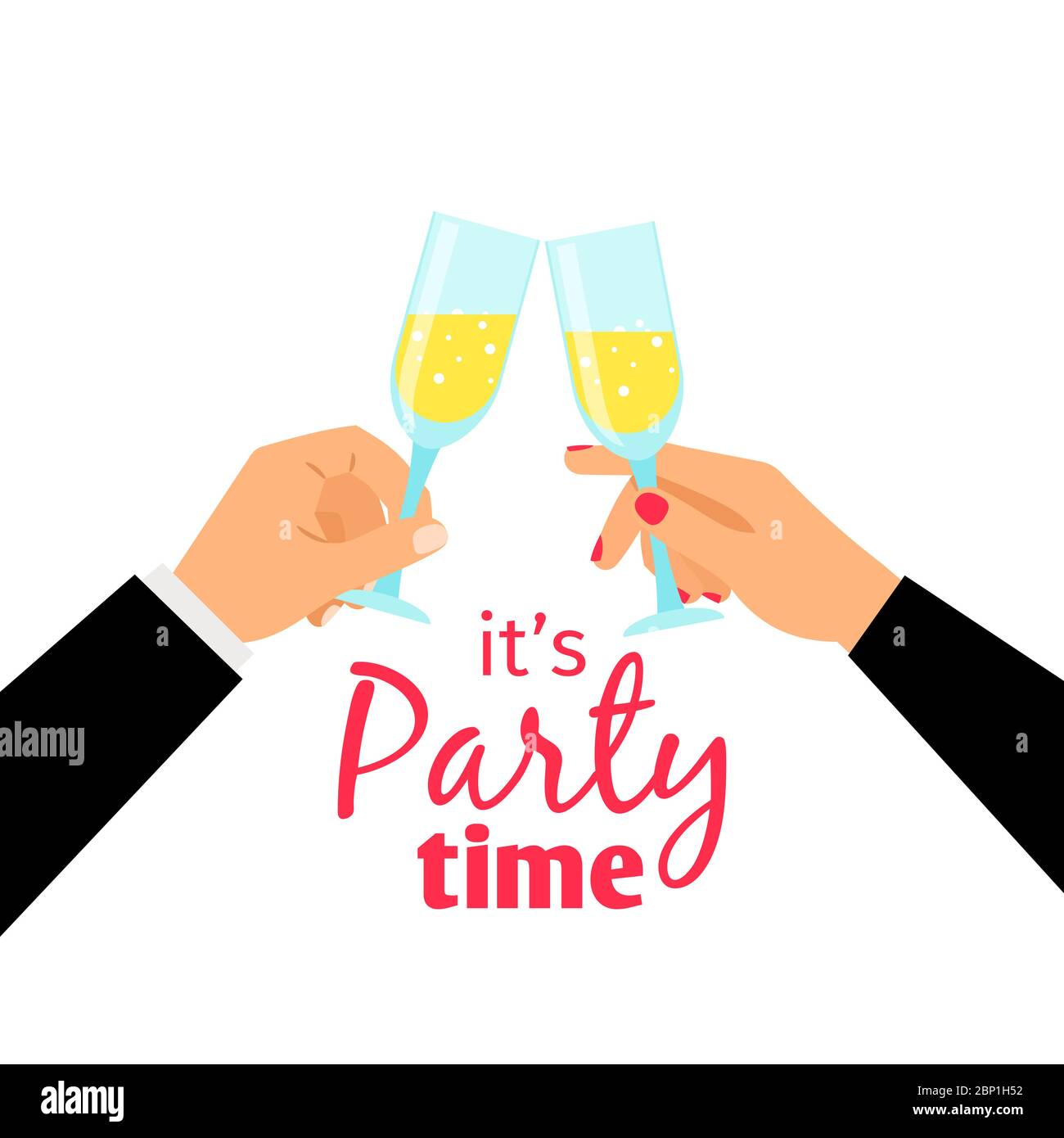 Hand holding champagne glass, success concept, vector illustration ...